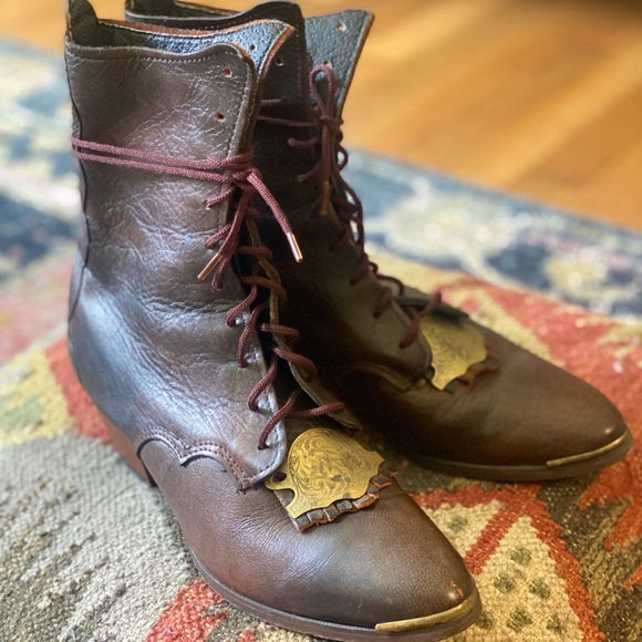 Vintage | Shoes | Vintage Brown Leather Kiltie Lace Up Victorian Boot ...